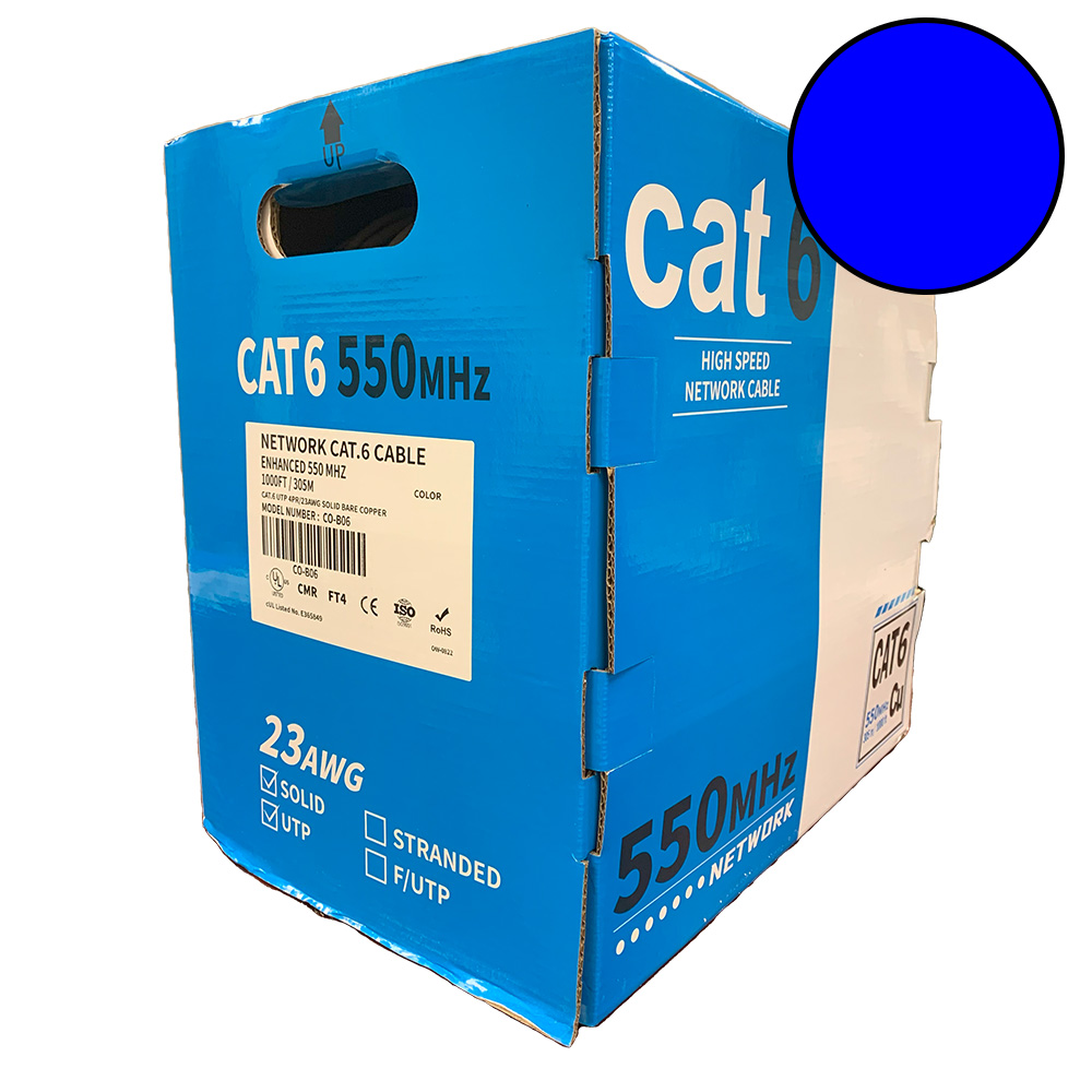 CO-B06-BL (Cat.6 Solid Copper Network Cable 1000FT Box – Blue) – CANACCTV